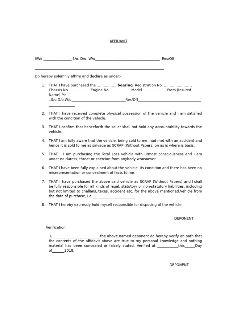 Scrap Buyer Affidavit Format 1 Jul 24 | PDF