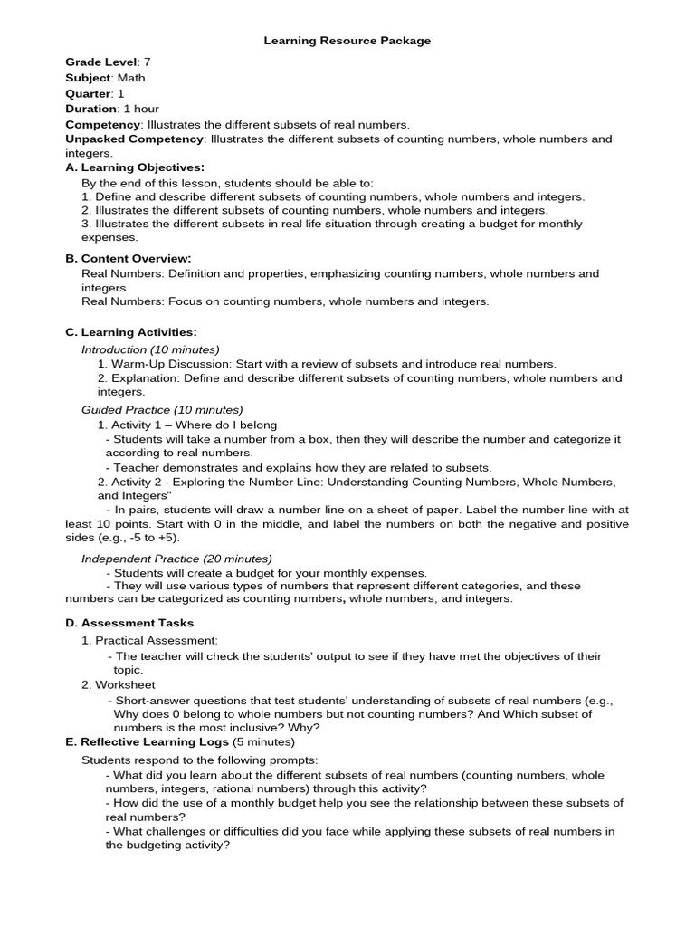 Understanding Real Number Subsets in Math | PDF | Integer | Numbers