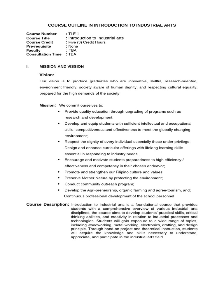 TLE-1IIA COURSE OUTLINE | PDF | Metalworking | Technical Drawing