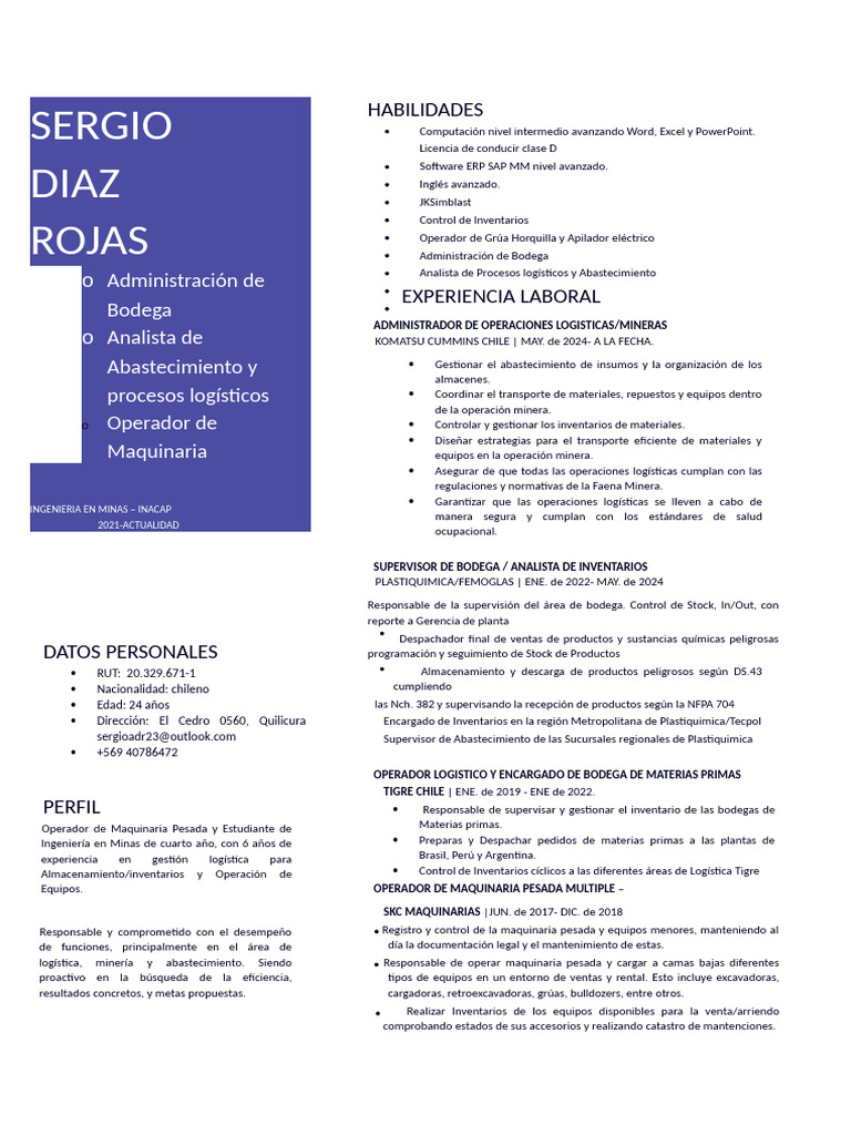CV2024 | PDF | Logística