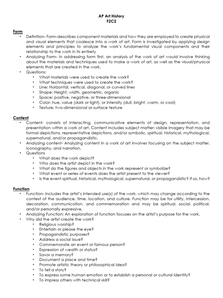 Form Content Function Context Notes Sheet | PDF | Ideologies | Aesthetics