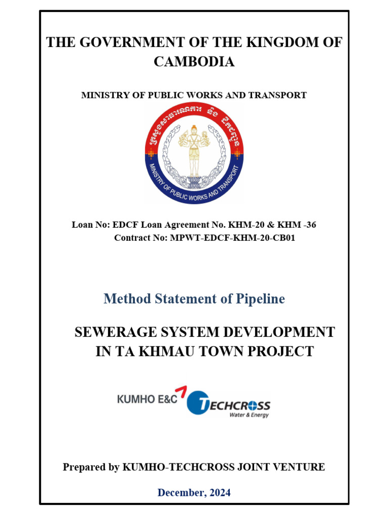 Method Statement of Pipeline | PDF | Sanitary Sewer