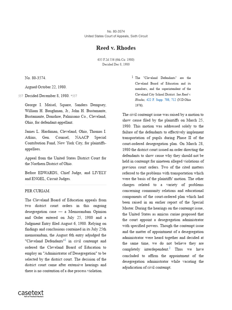 Reed v. Rhodes | PDF | Contempt Of Court | Appeal
