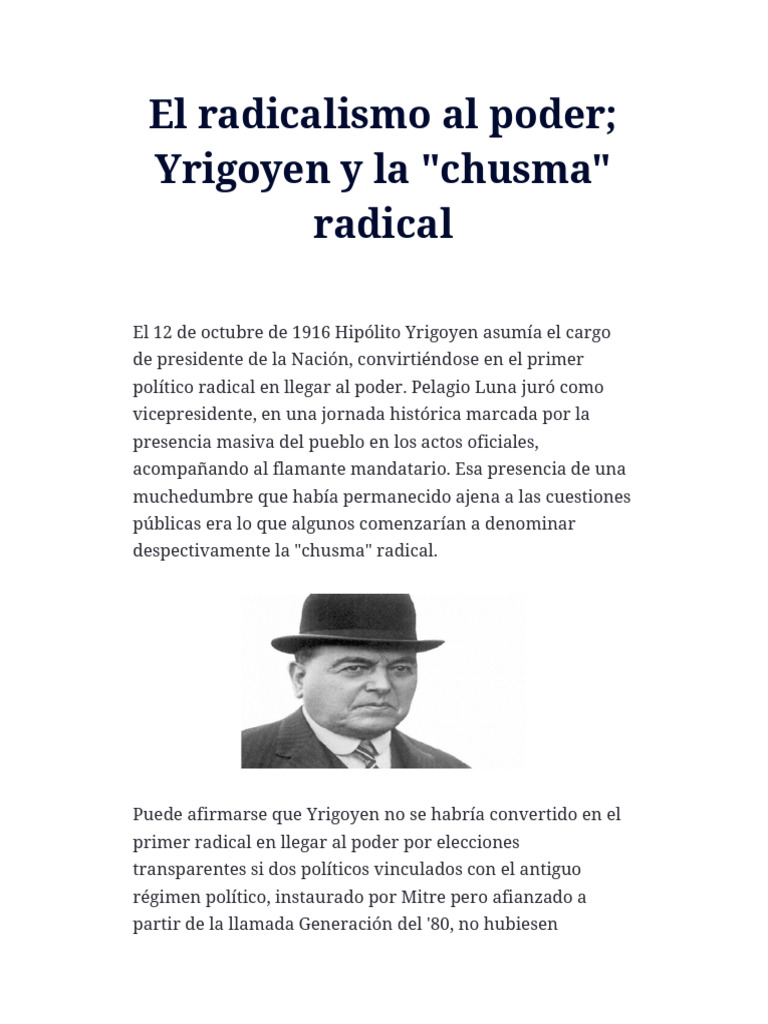 El Radicalismo en El Poder | PDF | Argentina | Gobierno