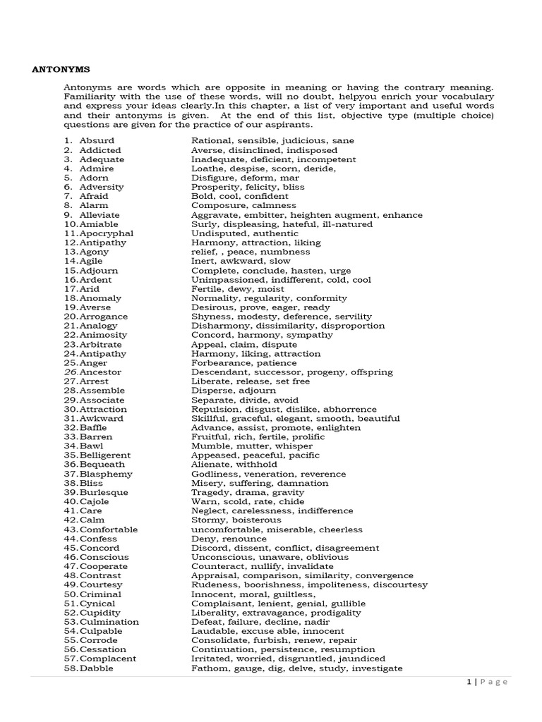 03 - Antonyms FINAL - 300 Questions | PDF