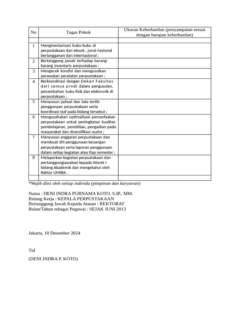 Tugas Pokok Individu PERPUS | PDF