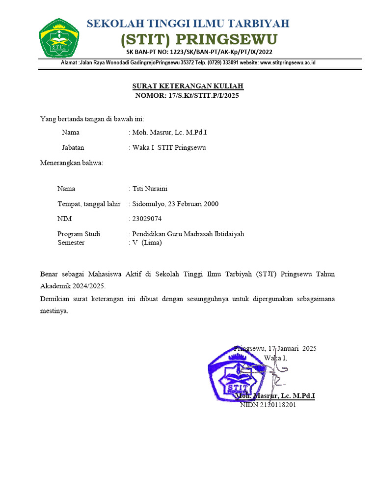 NEW SURAT KET TITI | PDF