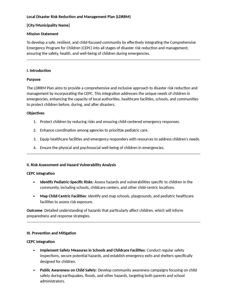 Child-Focused Disaster Management Plan | PDF | Emergency Management ...