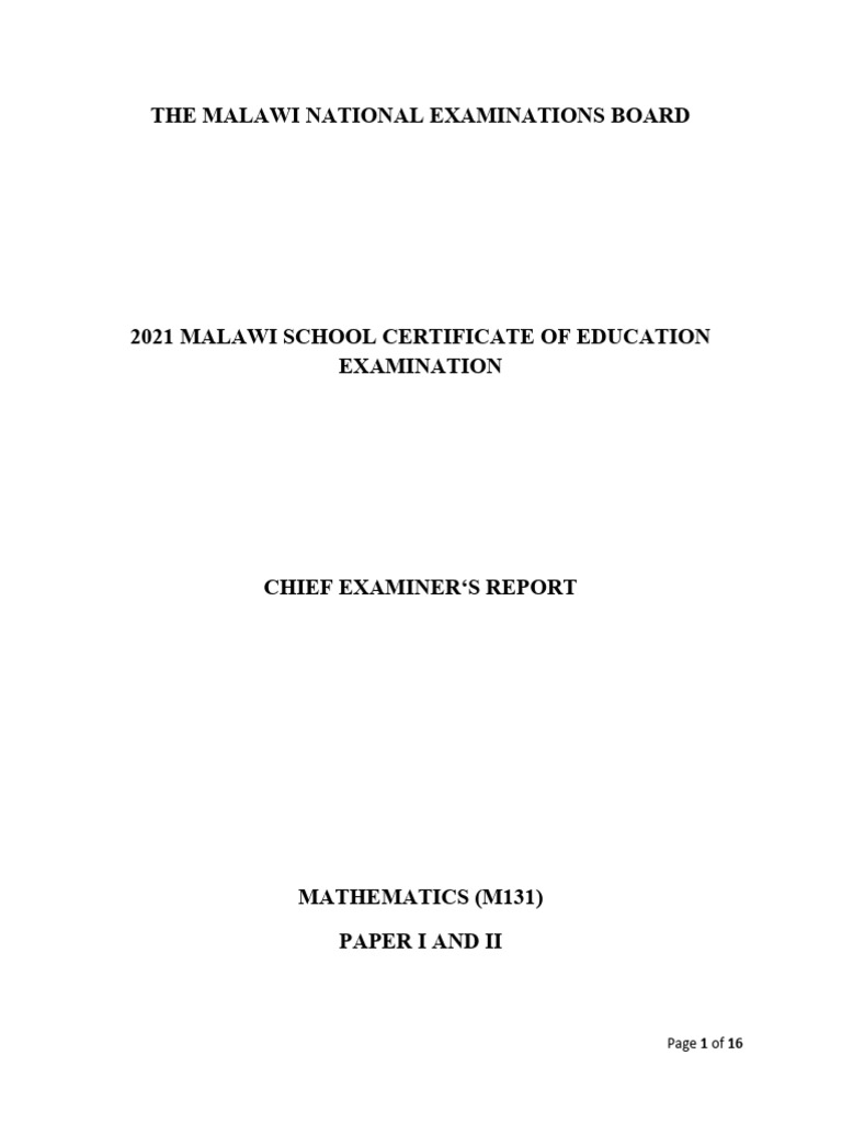 2021 MSCE Mathematics Exam Report | PDF | Triangle | Mathematics