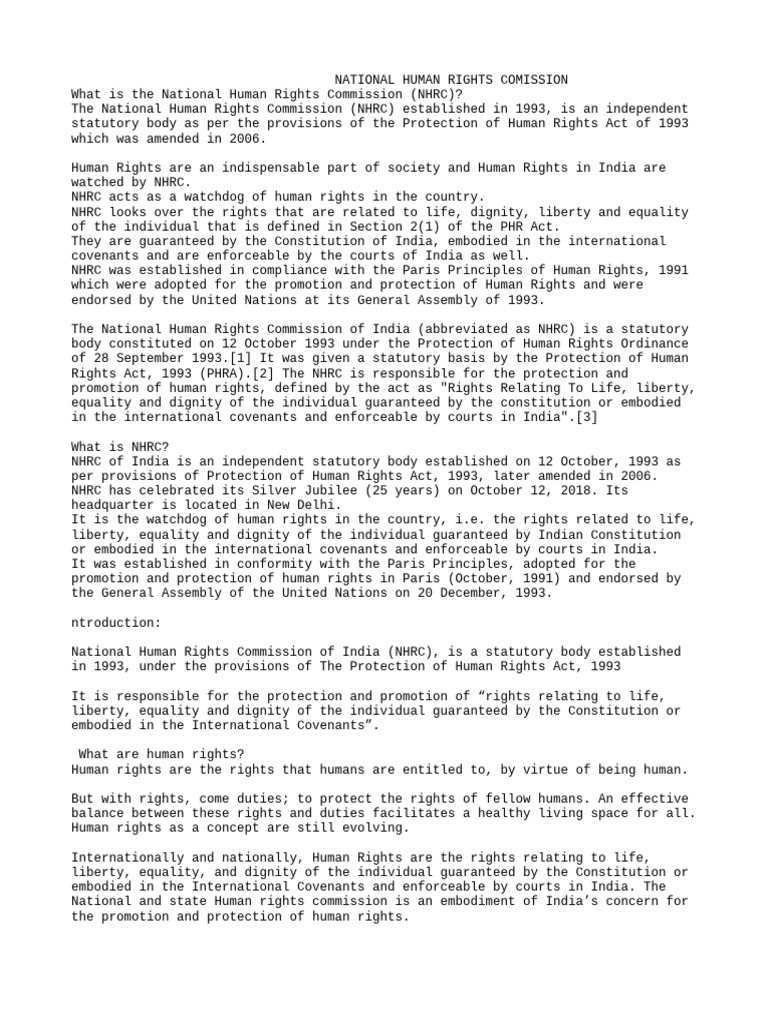 National Human Rights Comission | PDF | Human Rights | Justice