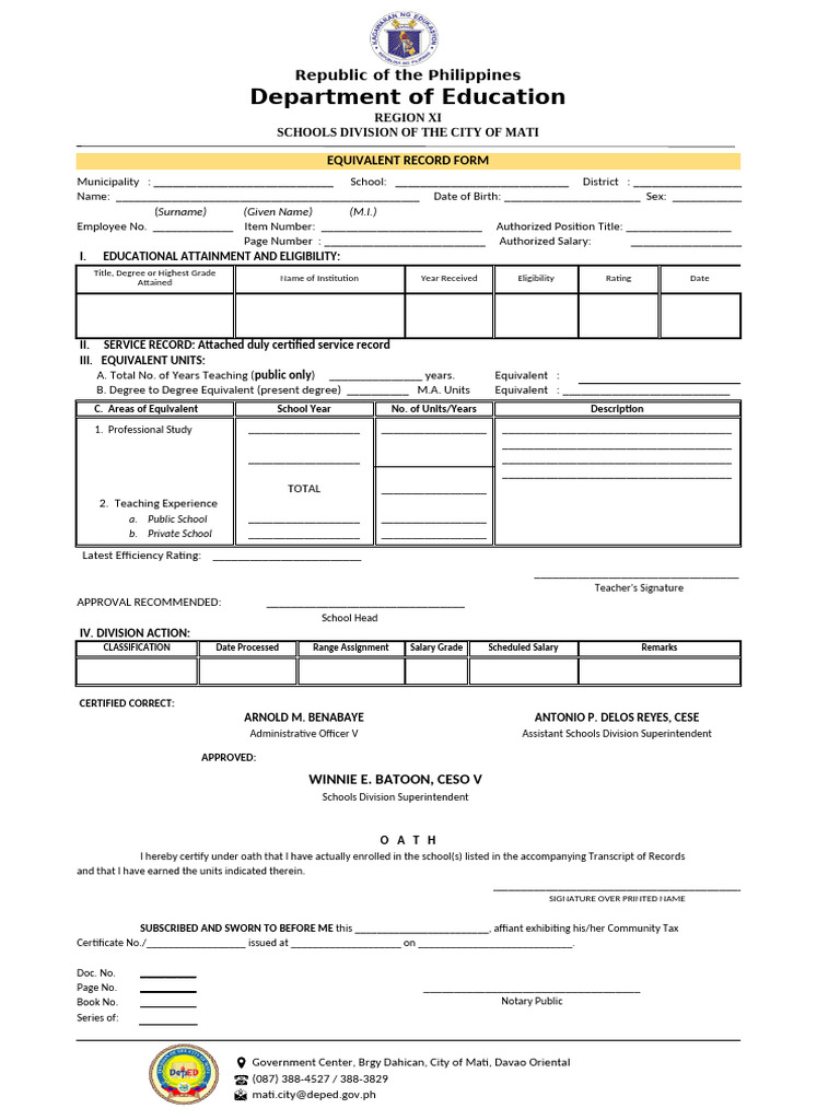 ERF New 2020 Mati City 2 | PDF | Teachers | Government
