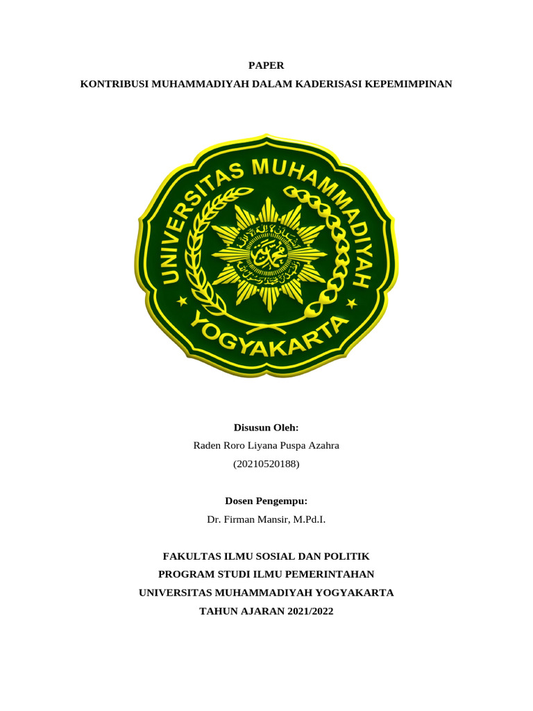 Raden Roro Liyana Puspa Azahra - 20210520188 - UAS KEMUHAMMADIYAHAN | PDF