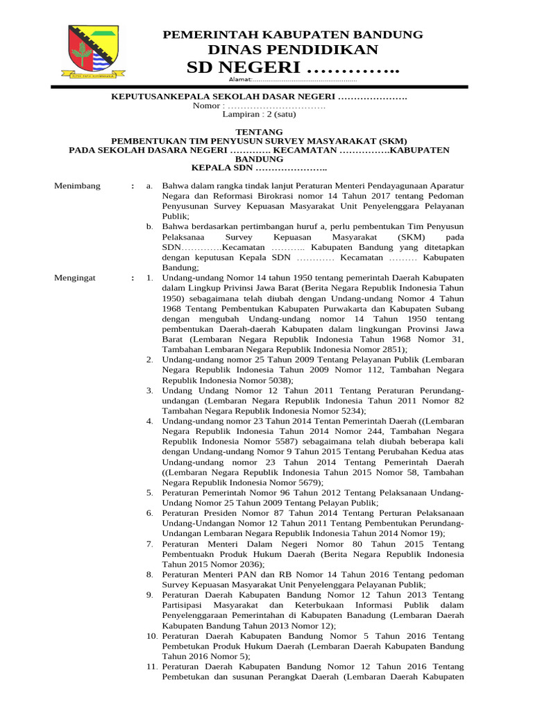 Contoh SK Tim Penyusun SKM 2023 | PDF