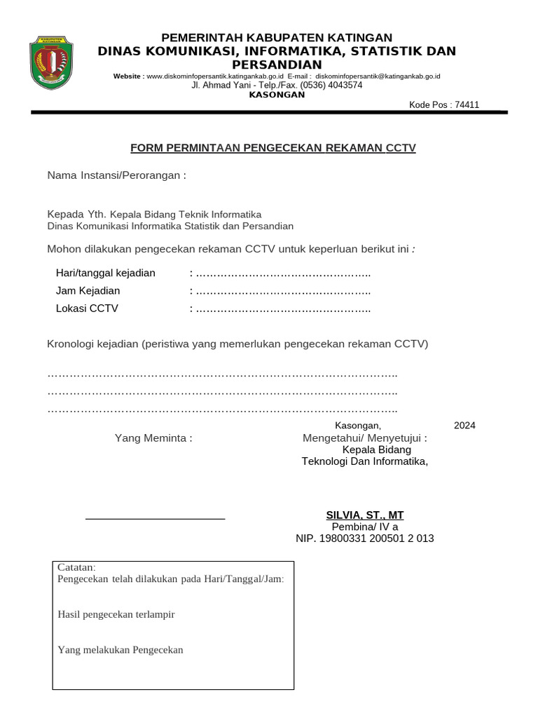 Formulir Permintaan Cek CCTV | PDF