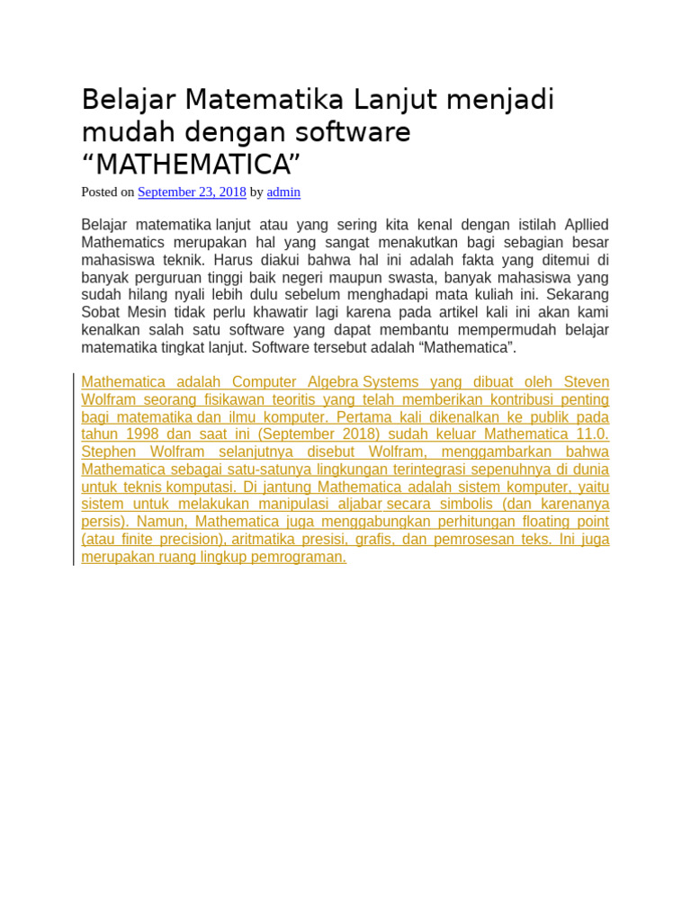 Belajar Matematika Lanjut Menjadi Mudah Dengan Software | PDF