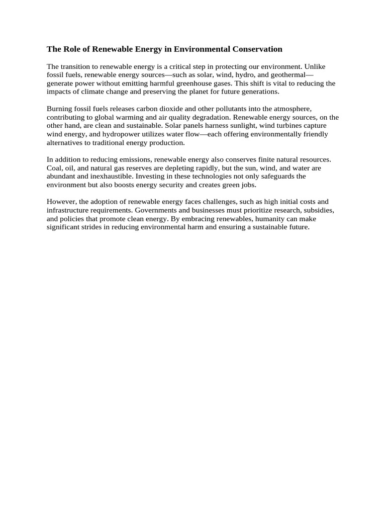 Renewable Energy's Impact on Conservation | PDF