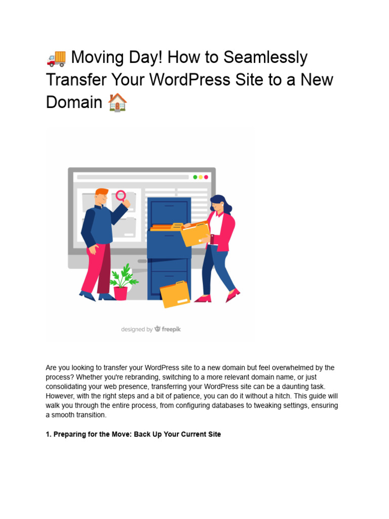 ? Moving Day! How to Seamlessly Transfer Your WordPress Site to a New Domain ? | PDF | Word ...