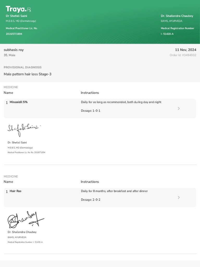 My Prescription - Traya | PDF