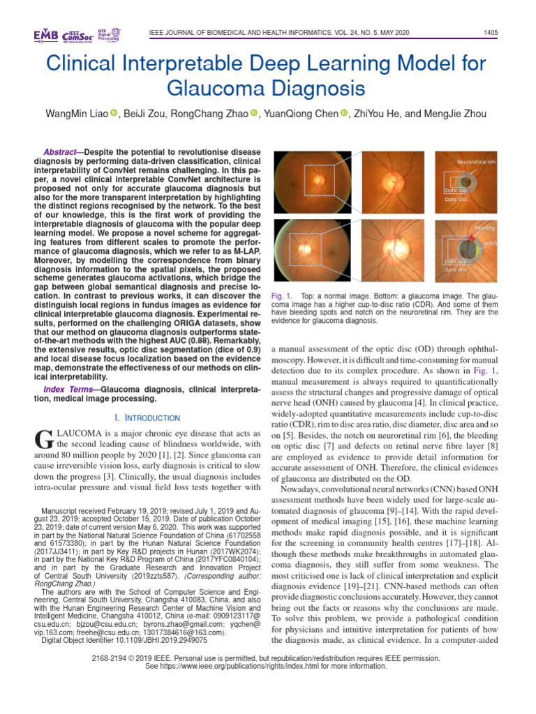 Clinical Interpretable Deep Learning Model For Glaucoma Diagnosis | PDF | Sensitivity And ...