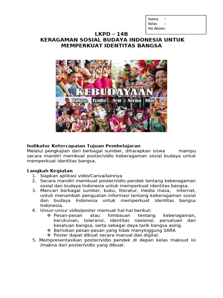 LKPD Keragaman Sosial Budaya Indonesia | PDF