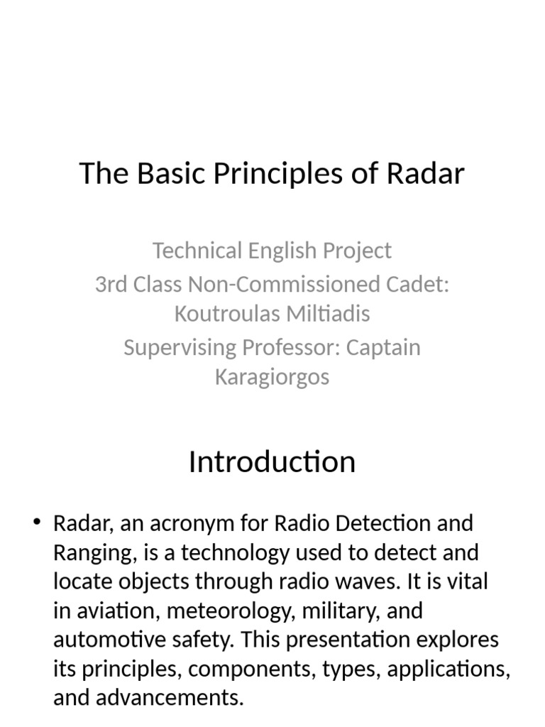 The Basic Principles of Radar | PDF | Radar | Telecommunications ...