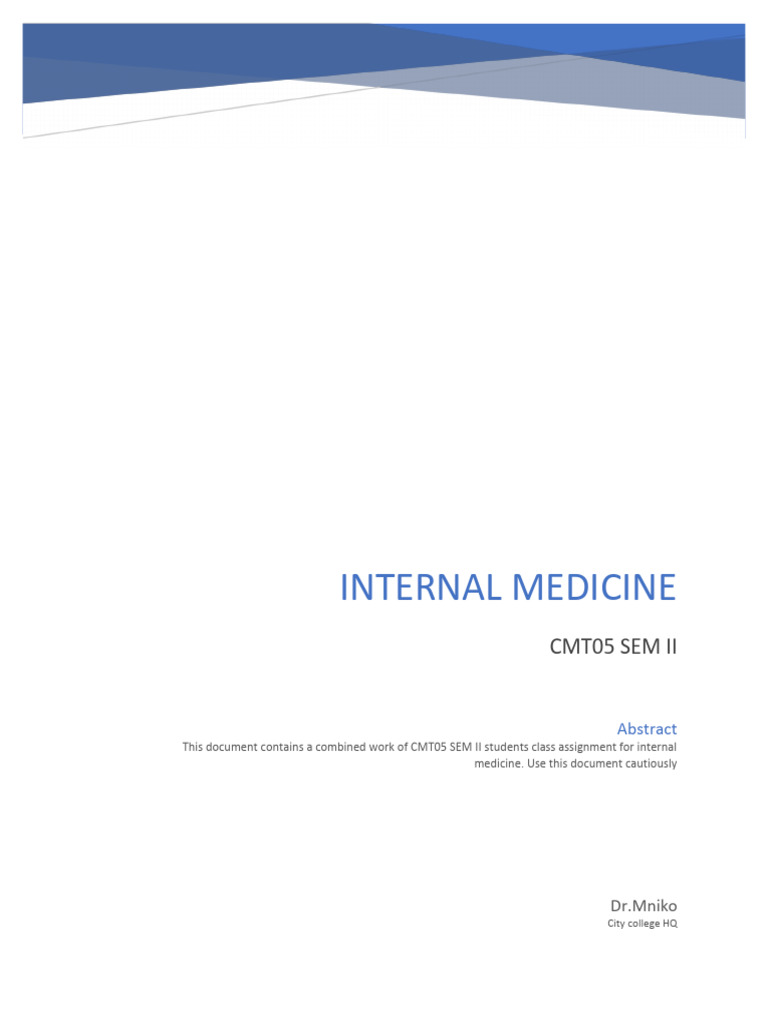 CMT05 Sem Ii Internal Medicine Summary Group Work-1 | PDF | Diabetes ...