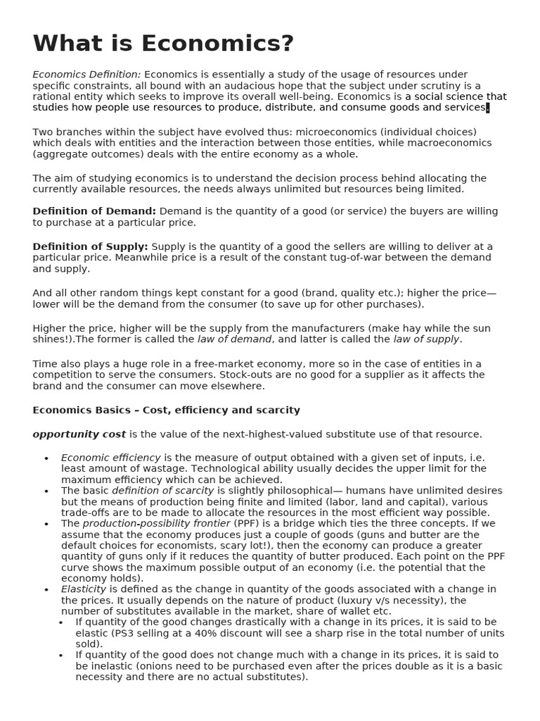 Basic Microeconomics Review | PDF | Cost Of Living | Microeconomics