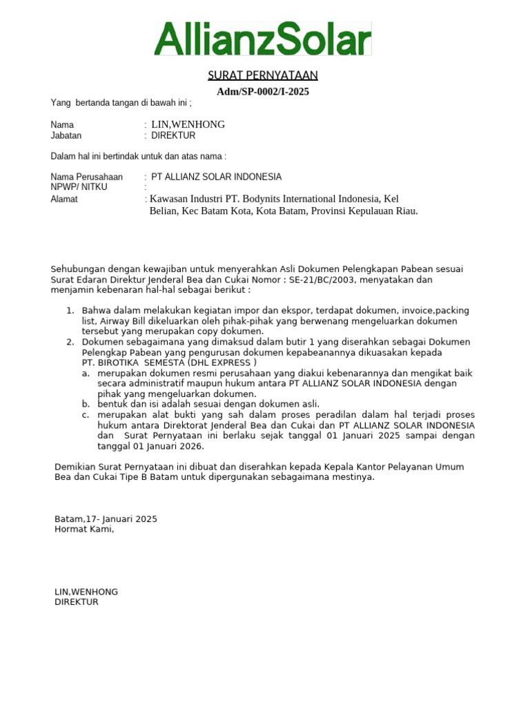 Draft Surat Pernyataan NEW | PDF