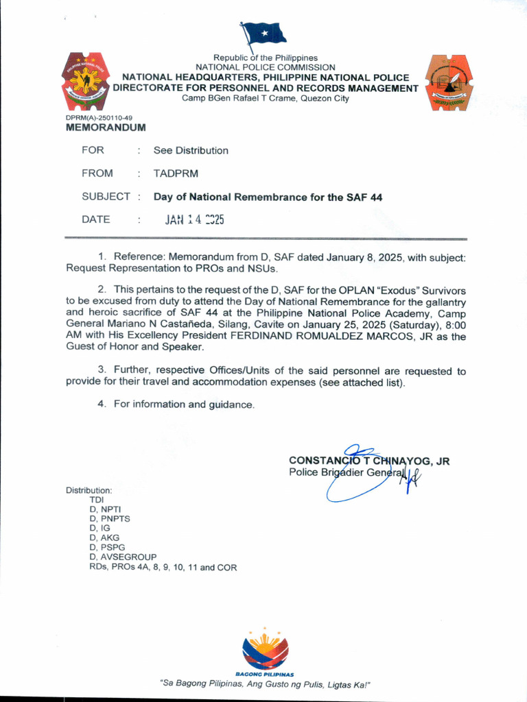 Day of National Remembrance For The Saf 44 | PDF