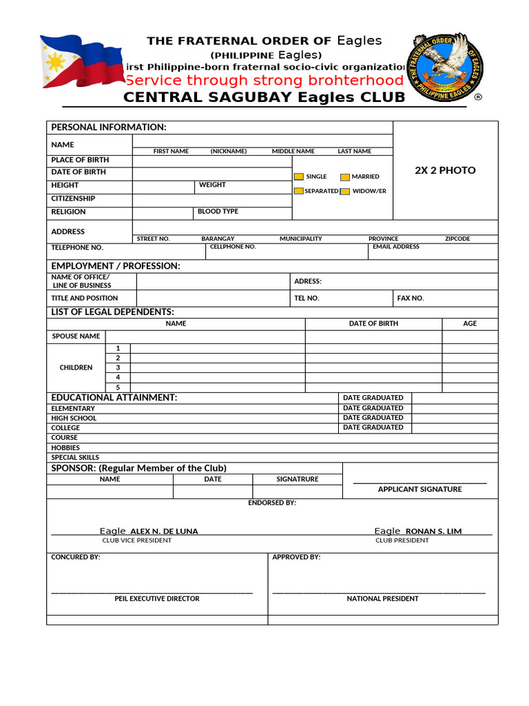 THE-FRATERNAL-ORDER-OF-Eagles-Application-Form | PDF