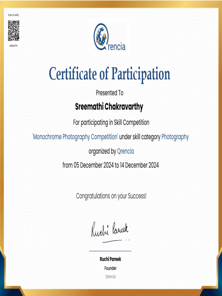 Monochrome Photography Competition Certificate | PDF
