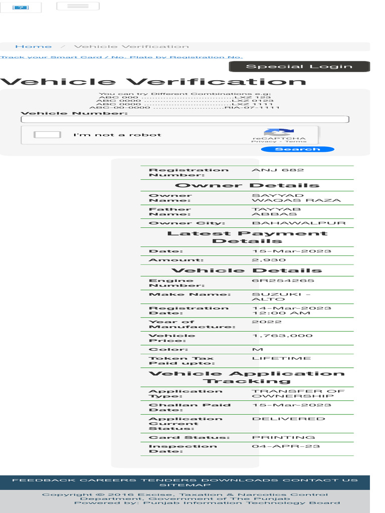 Vehicle Verification & Details Lookup | PDF | Government Finances ...