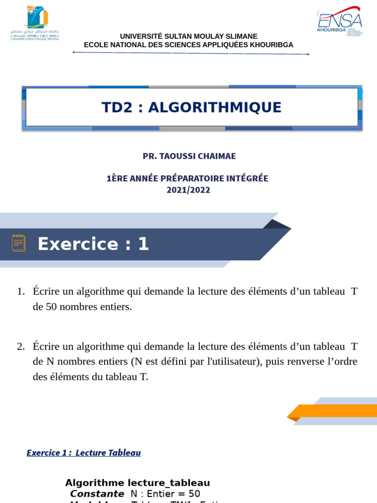 TD2 Algo | PDF | Mathématiques | Algorithmes