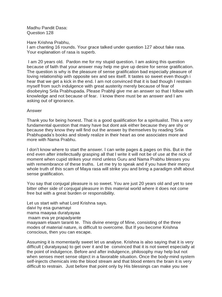 Understanding Lust and Sense Gratification | PDF | Pleasure | Soul