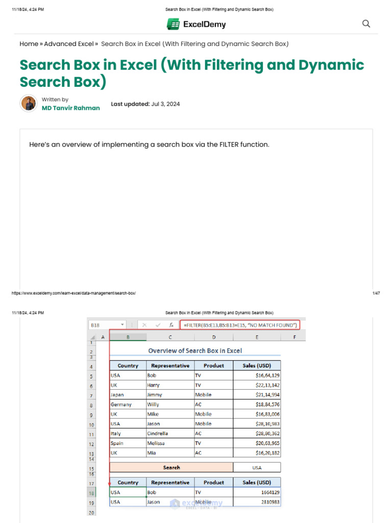 Search Box in Excel (With Filtering and Dynamic Search Box) | PDF ... Search Box in Excel (With Filtering and Dynamic Search Box) | PDF ...