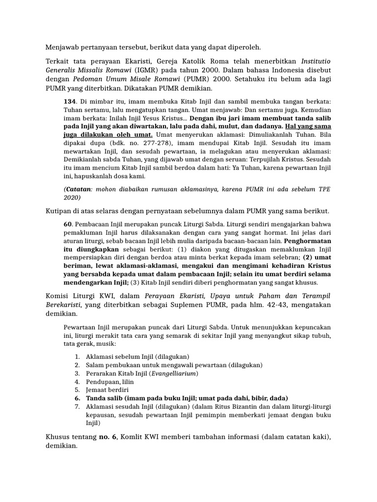 Tentang Tanda Salib Dahi, Mulut, Dan Dada | PDF