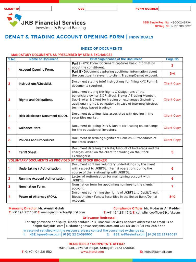 DematTrading Account Opening Form | PDF | Stocks | Identity Document