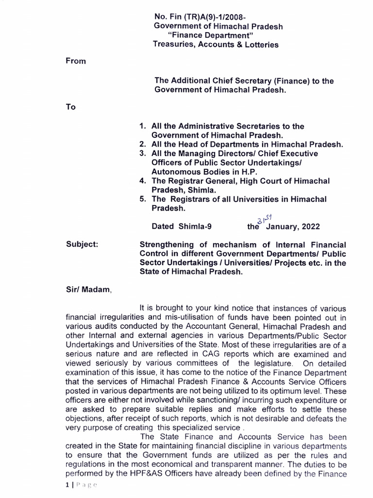 Internal Financial Control | PDF | Expense | Government