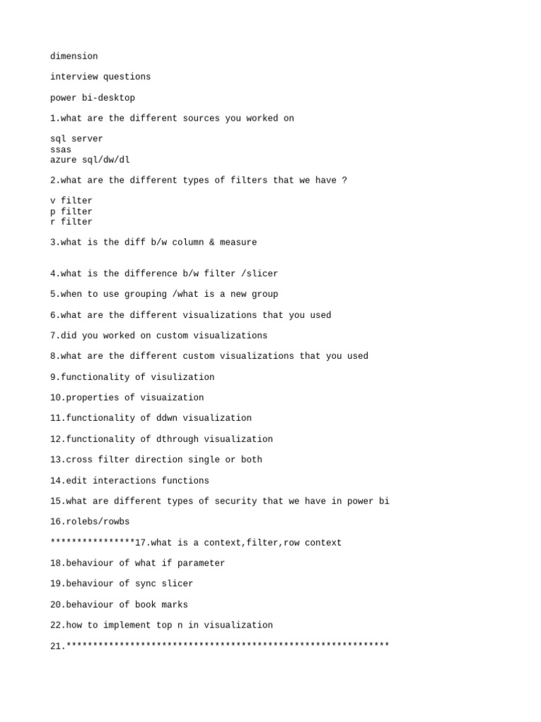 Powerbi-Interview Questions | PDF | Sql | Microsoft Sql Server