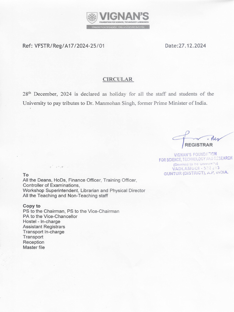 Circular - Holiday - Reg - Pdfdisplayname Circular - Holiday - Reg | PDF