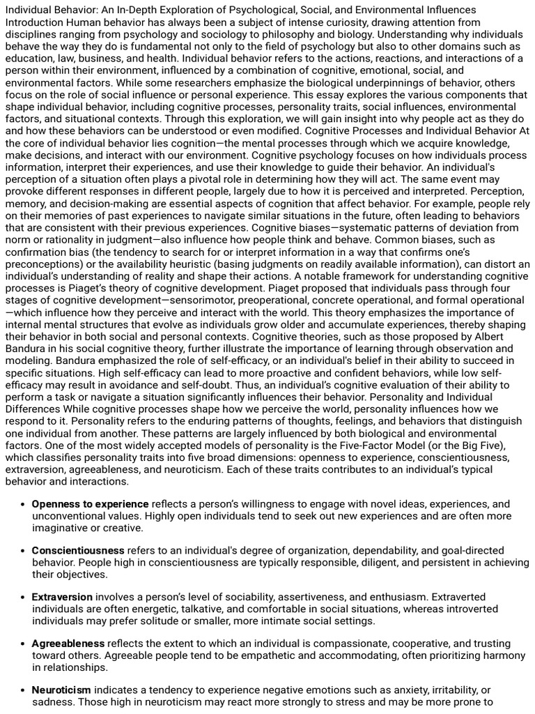 Individual Behaviour | PDF | Conformity | Extraversion And Introversion