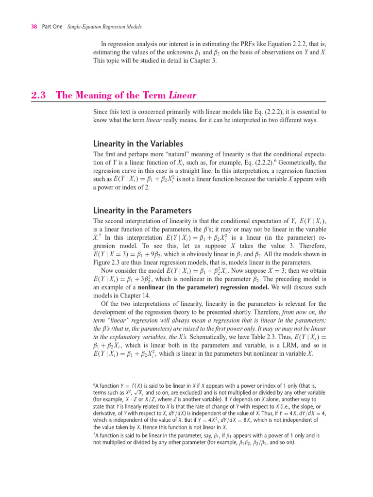 Linearity in Regression, Domodar N Gujrati -Basic Econometrics | PDF | Linear Regression ...