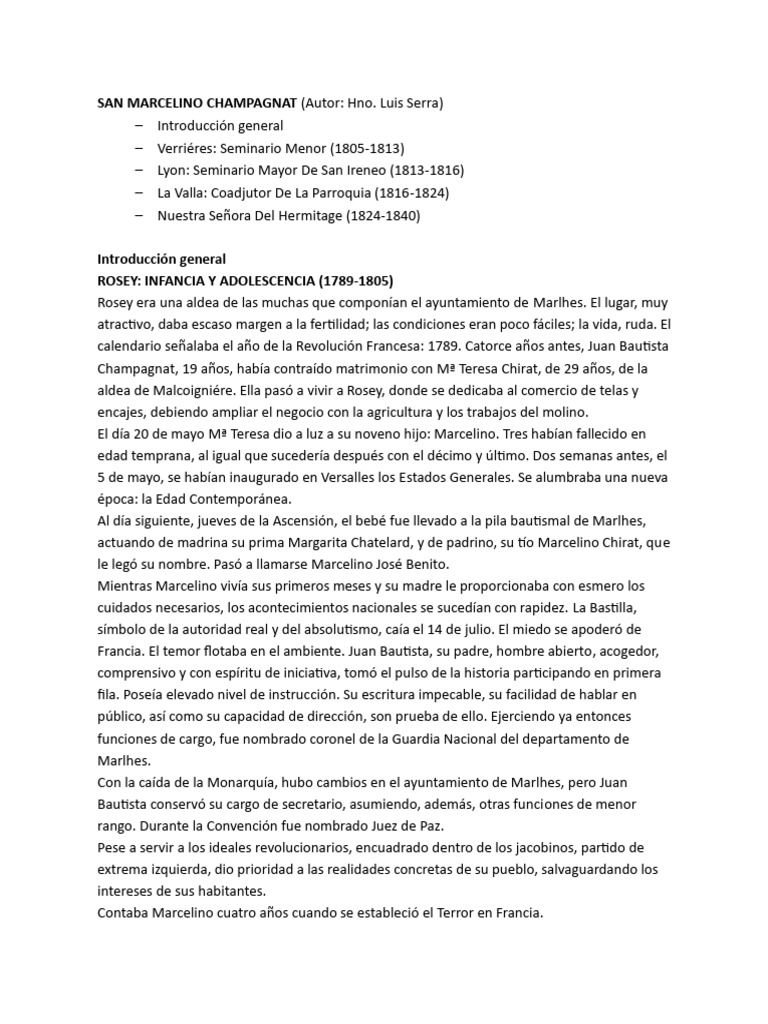 Vida y legado de Marcelino Champagnat | PDF | Escuelas
