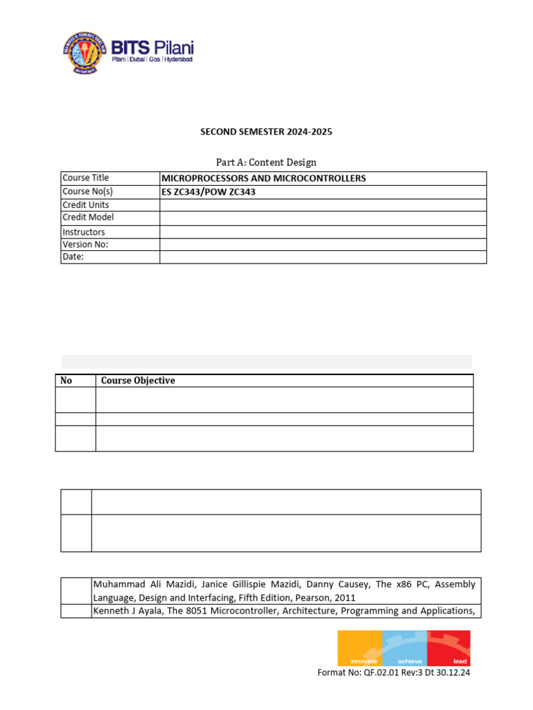 Microprocessors & Microcontrollers Course Guide | PDF | Microcontroller ...