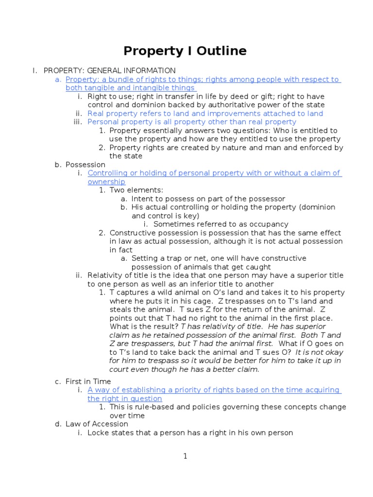 Property Outline | PDF | Fee Simple | Environmental Law