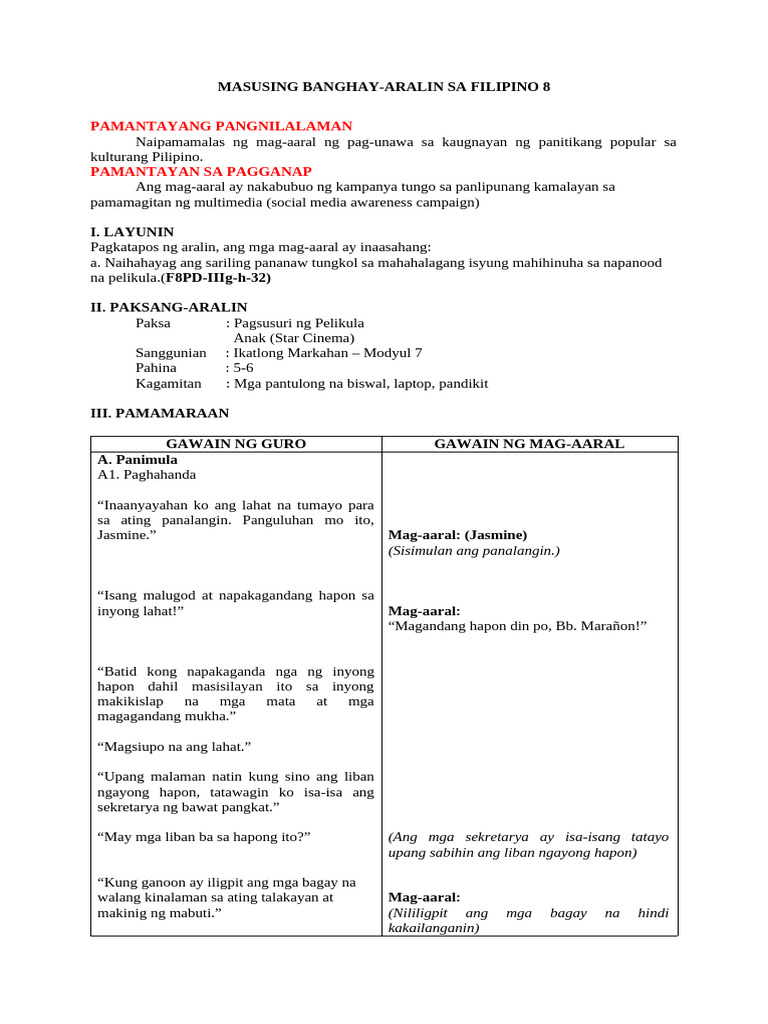 COT3 Marie Anak - Docxs1 | PDF