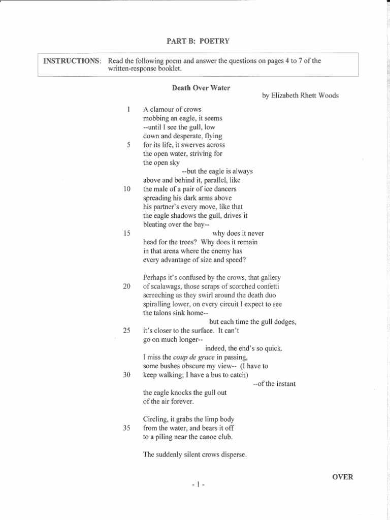 Death Over Water Poem Practice | PDF