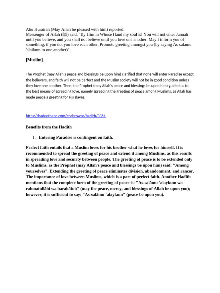 salam related hadith_1 | PDF