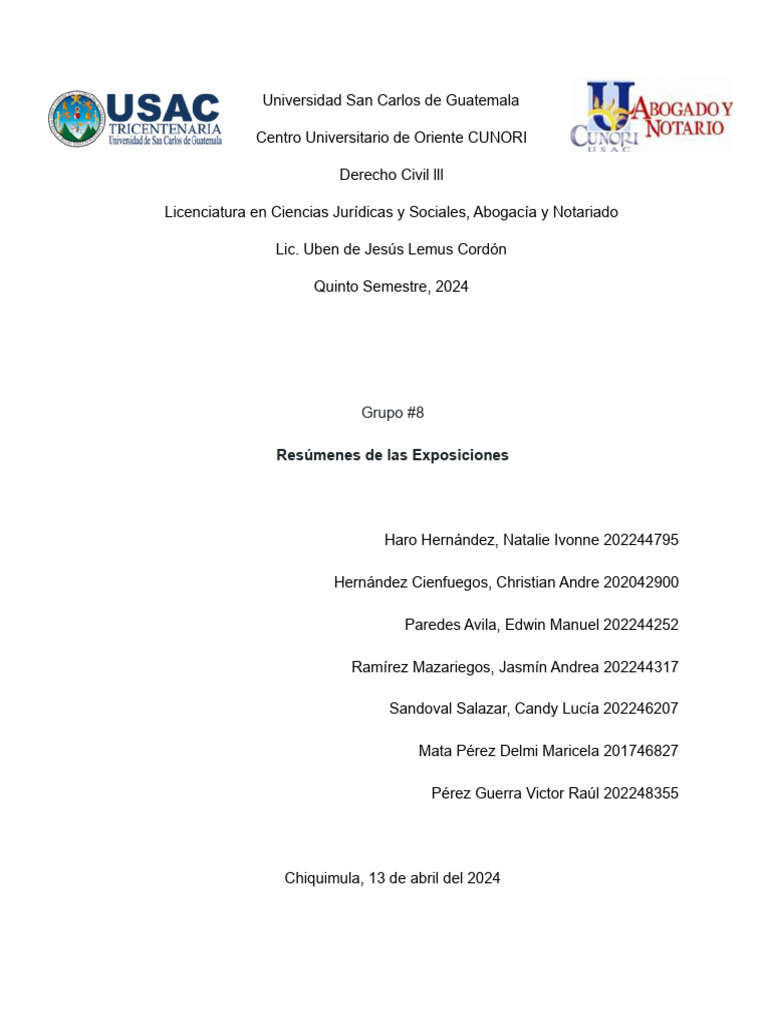 Resumenes Exposiciones Derecho Civil LLL | PDF | Pagos | Subrogación