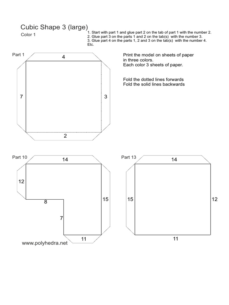 Instructions for Cubic Shape 3 Model | PDF | Paper | Printing Materials
